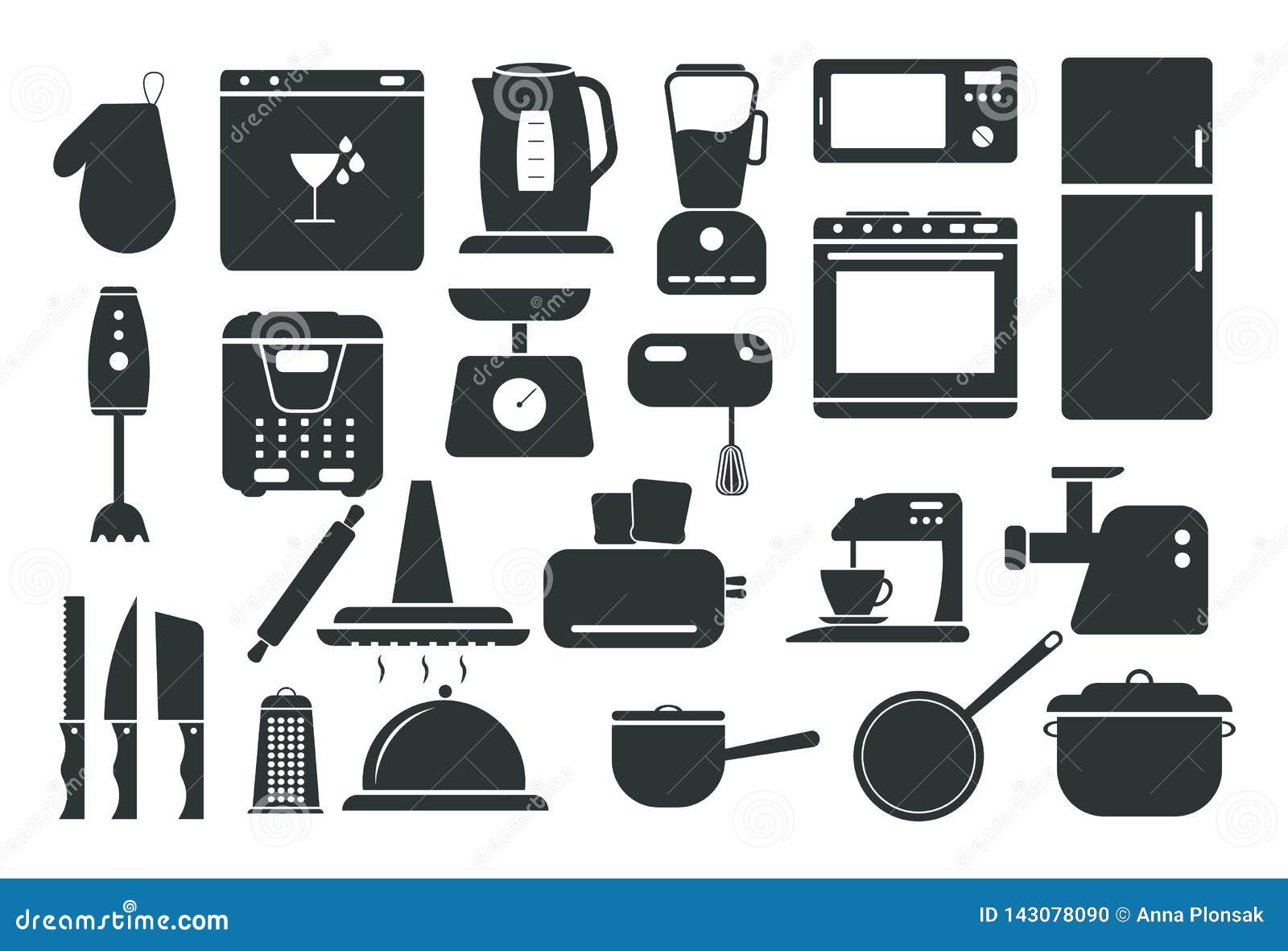 A Set of Kitchen Appliances. Kitchen Appliances Icons Stock ...