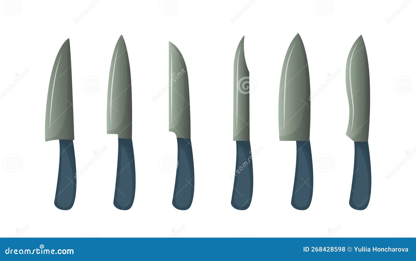 Set of Kitchen Knives. Collection of Knives for Different Purposes ...