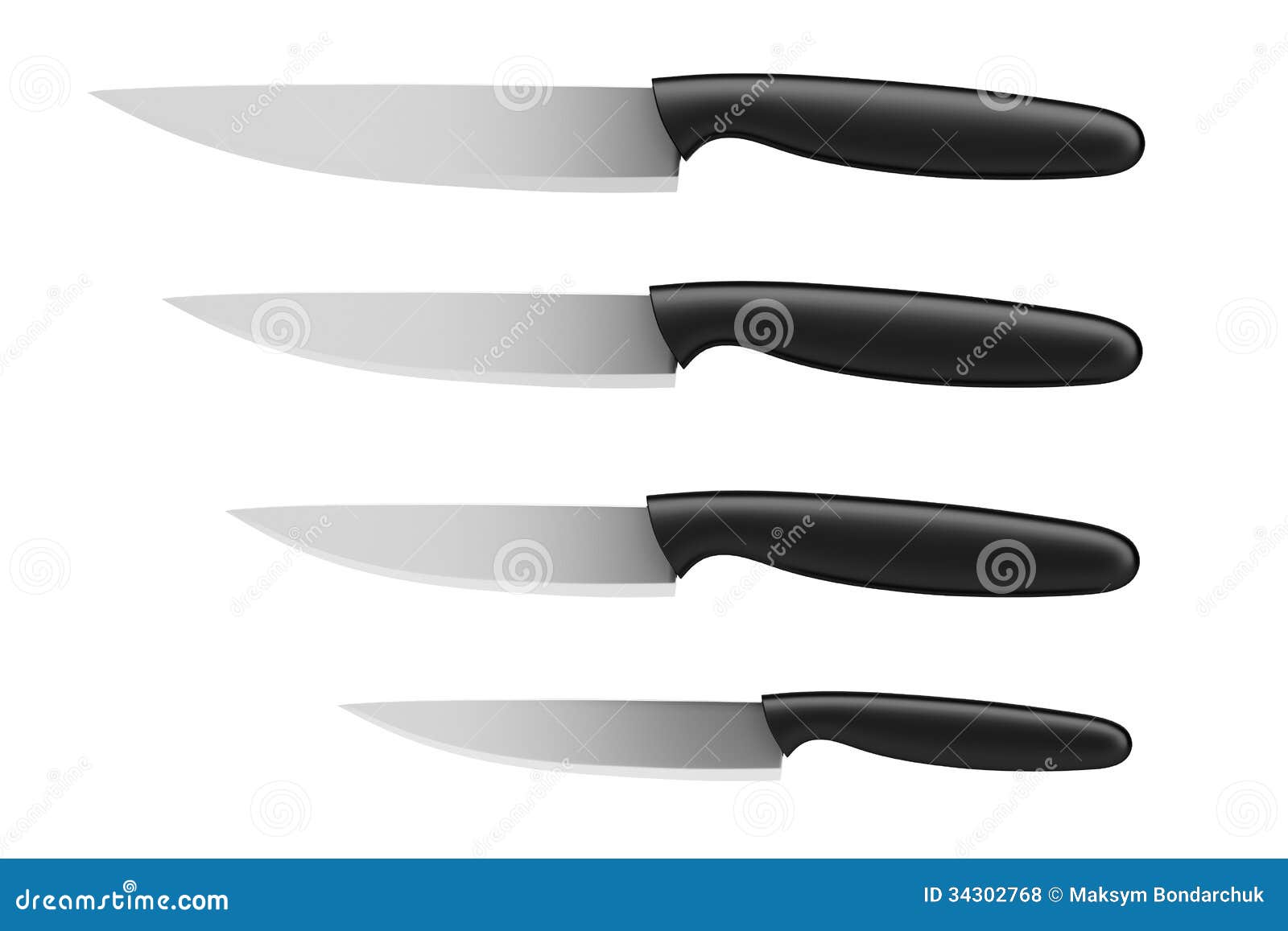 Set of Kitchen Knives Isolated on White Stock Illustration ...