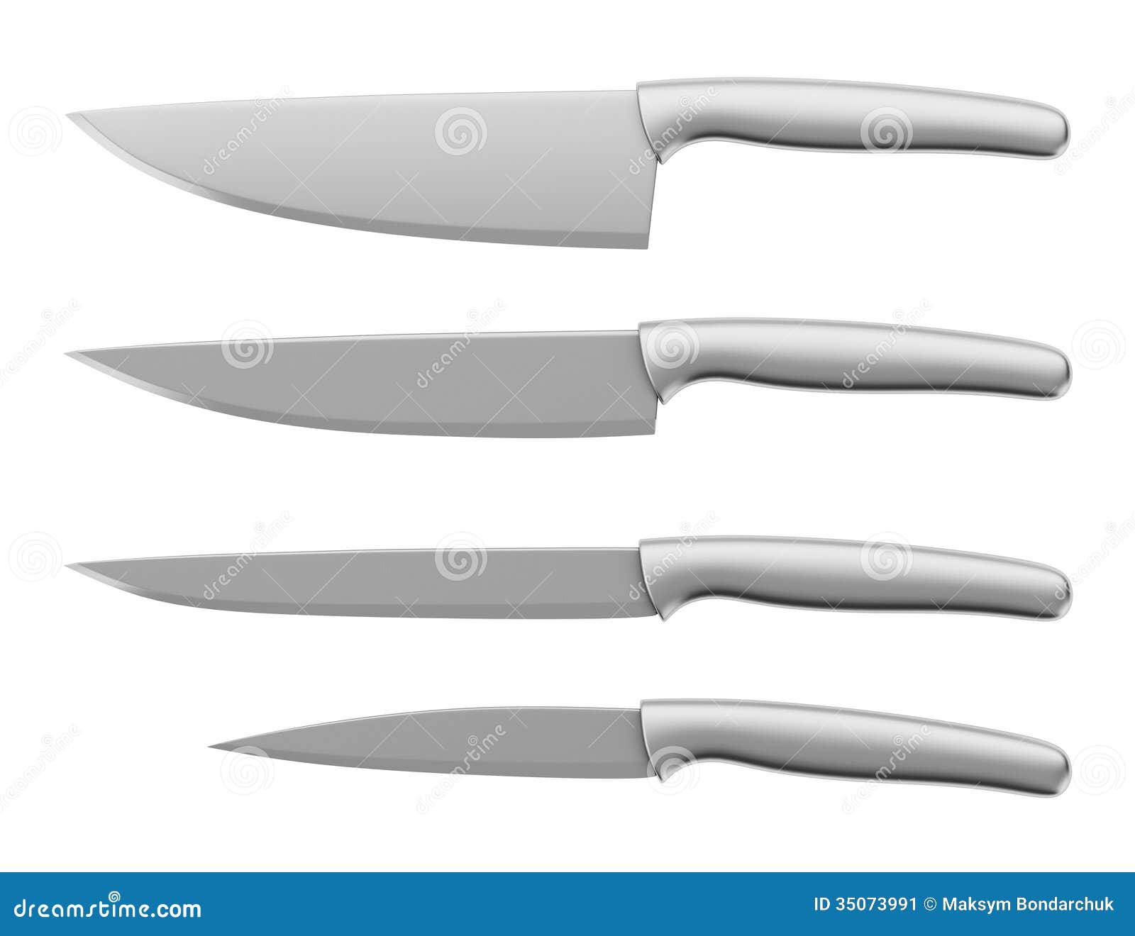Set of Kitchen Knives Isolated on White Stock Illustration ...