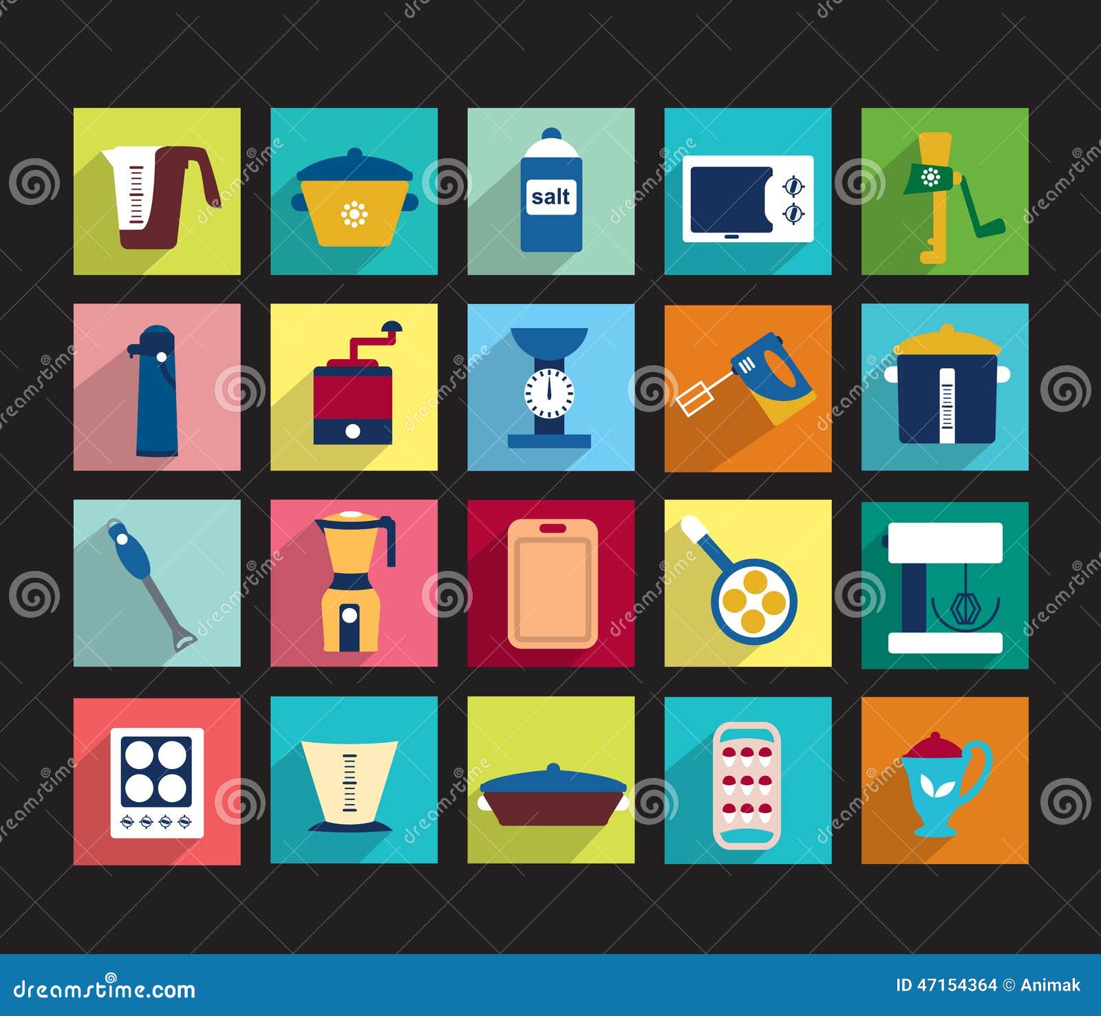 Set of Kitchen Machine Icons. Stock Vector - Illustration of desk ...