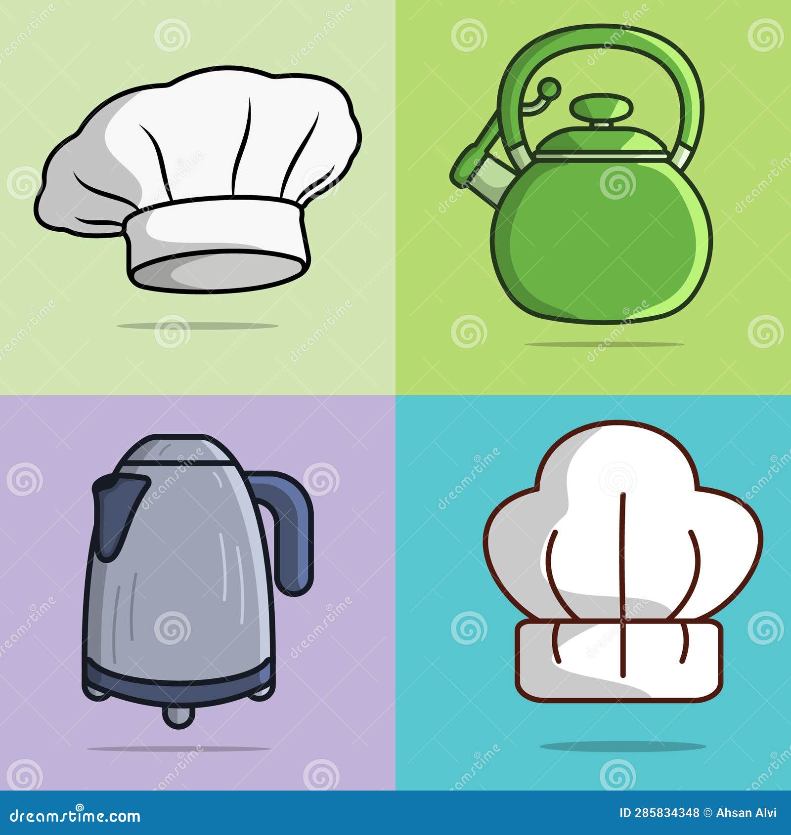 Set of Kitchen and Restaurant Elements Vector Illustration Stock ...