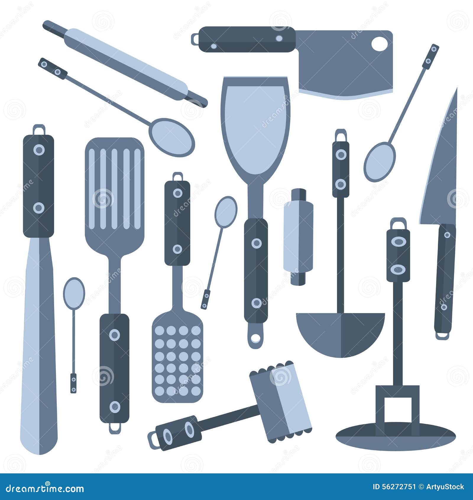 Set Kitchen Tools Knife, Spatula, Rolling Stock Vector - Illustration ...