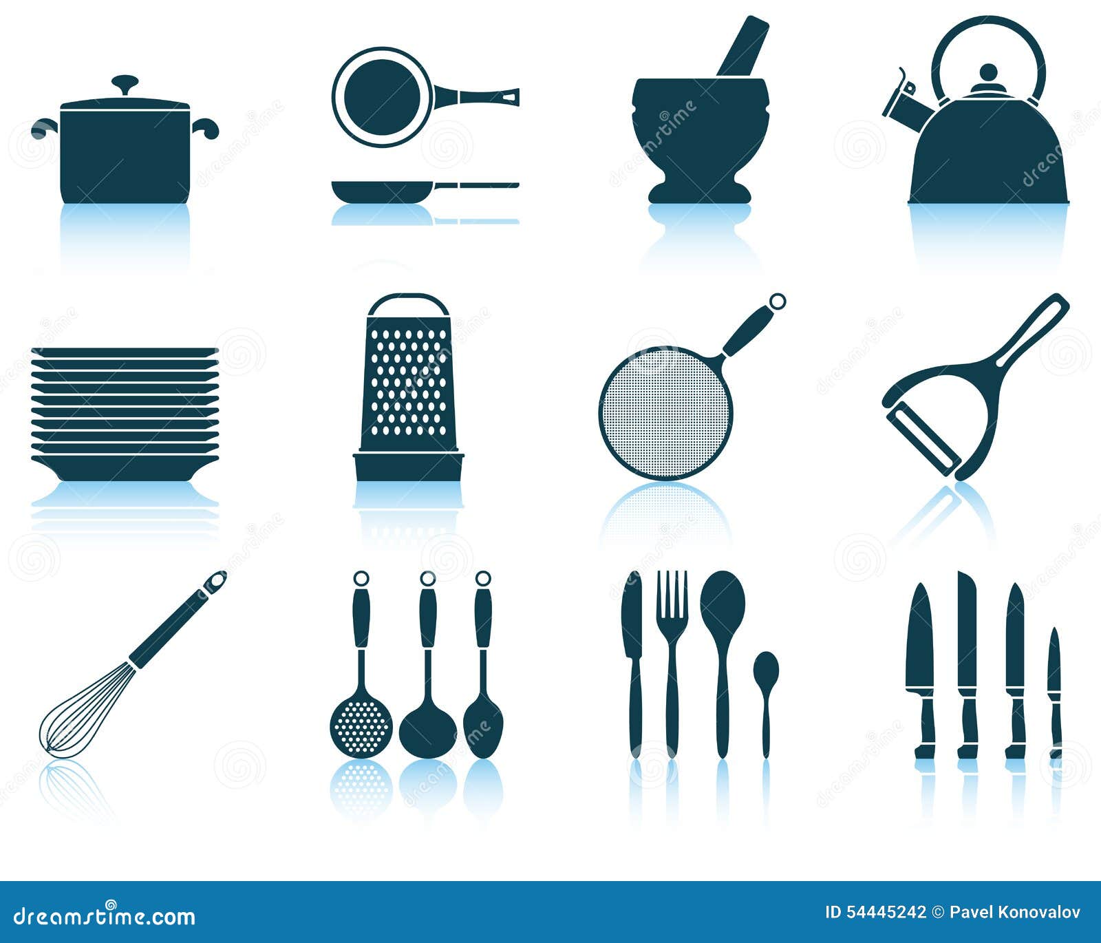 Set kitchen utensil icon stock vector. Illustration of plate - 54445242