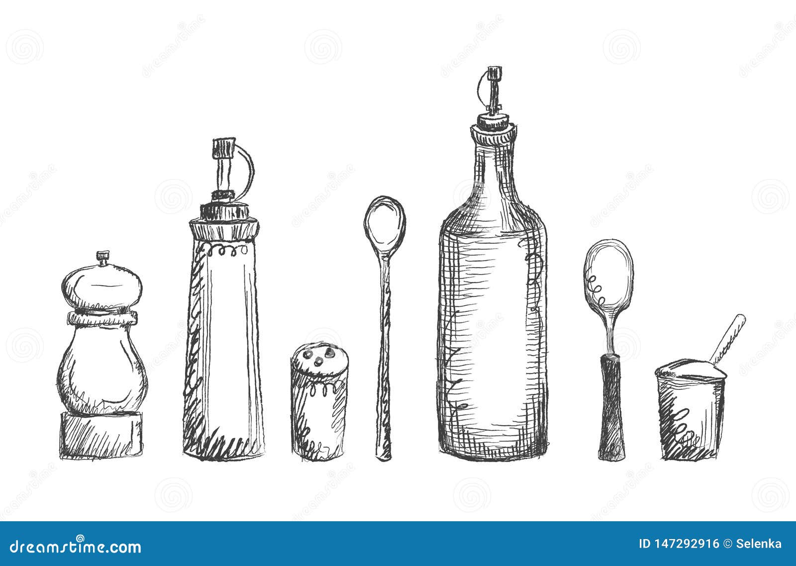 Set of Kitchen Utensils Graphic Symbols, Rough Line Stock Vector ...
