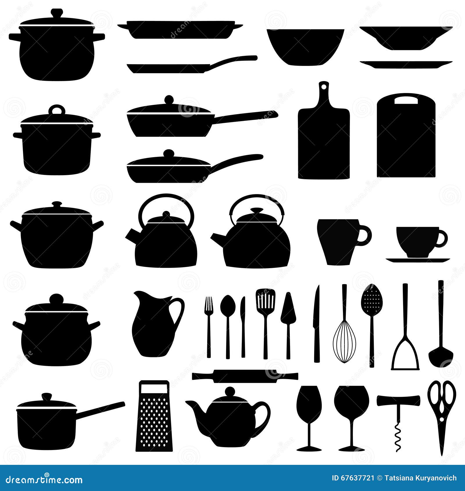 Set of Kitchen Utensils, Illustration Stock Vector - Illustration of ...