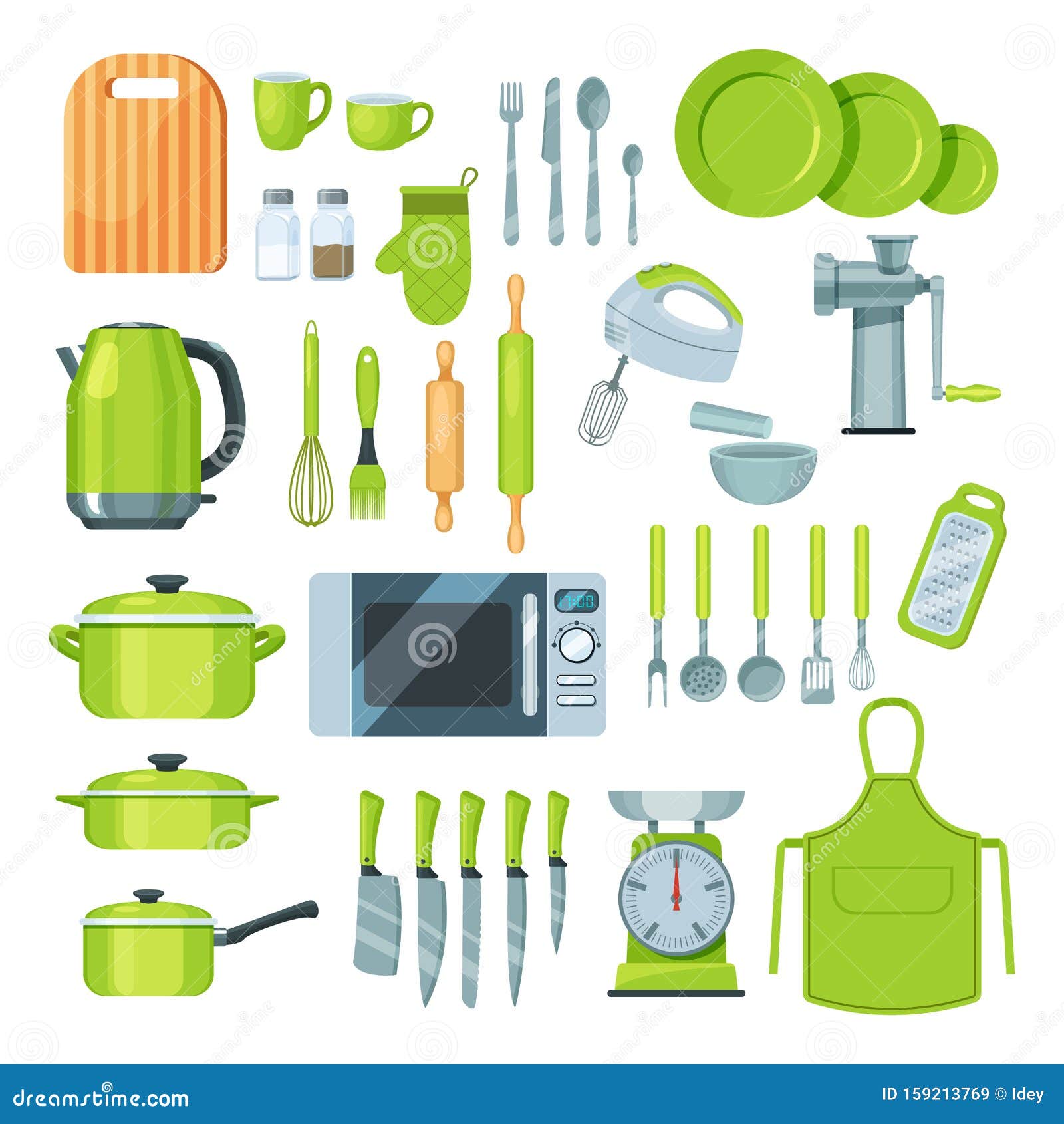 Set of Kitchen Utensils, Modern Cooking Utensils. Stock Vector ...