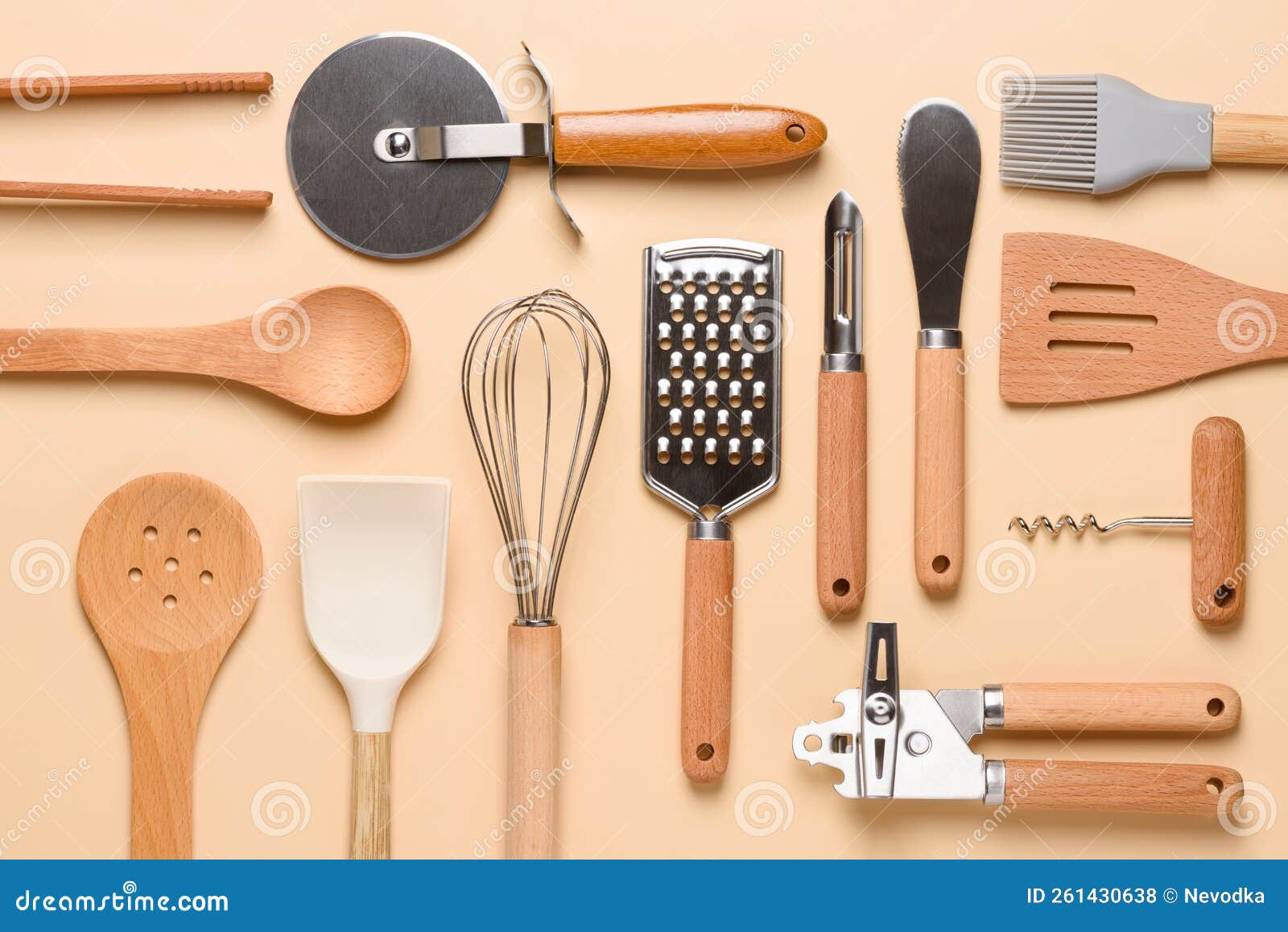 Set of Kitchen Utensils Pattern Background Top View. Various Cooking ...