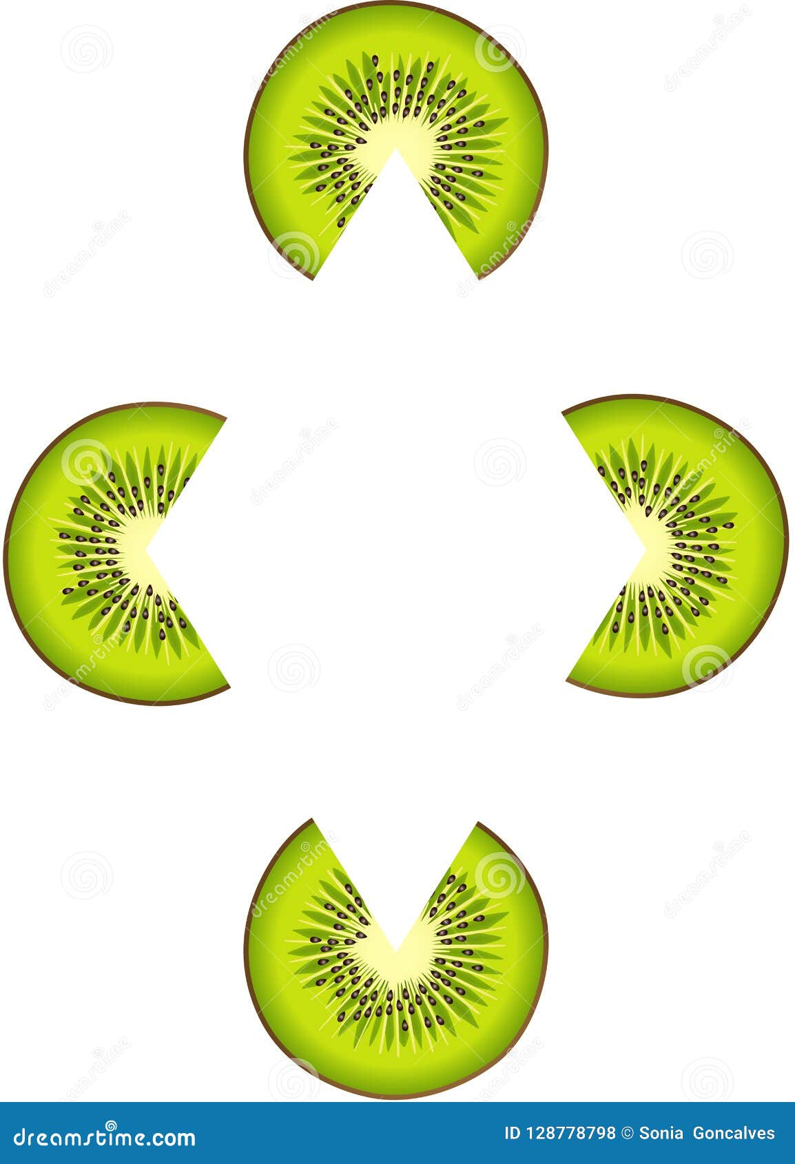 Set Kiwi Slices Shape Diamond Frame Stock Vector - Illustration of ...