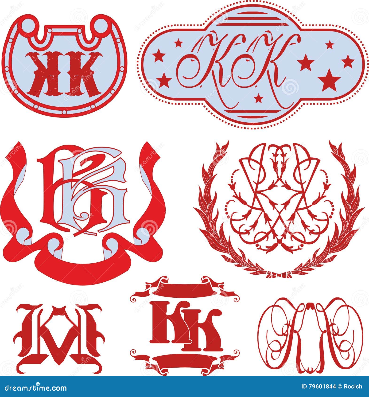 Set of KK Monograms and Emblem Templates Stock Vector - Illustration of ...