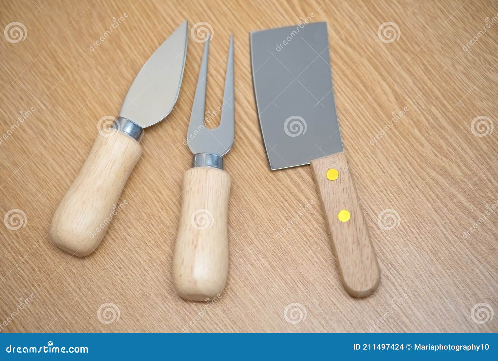Set of Knifes and Fork for Cheese Stock Photo - Image of silver, cheese ...