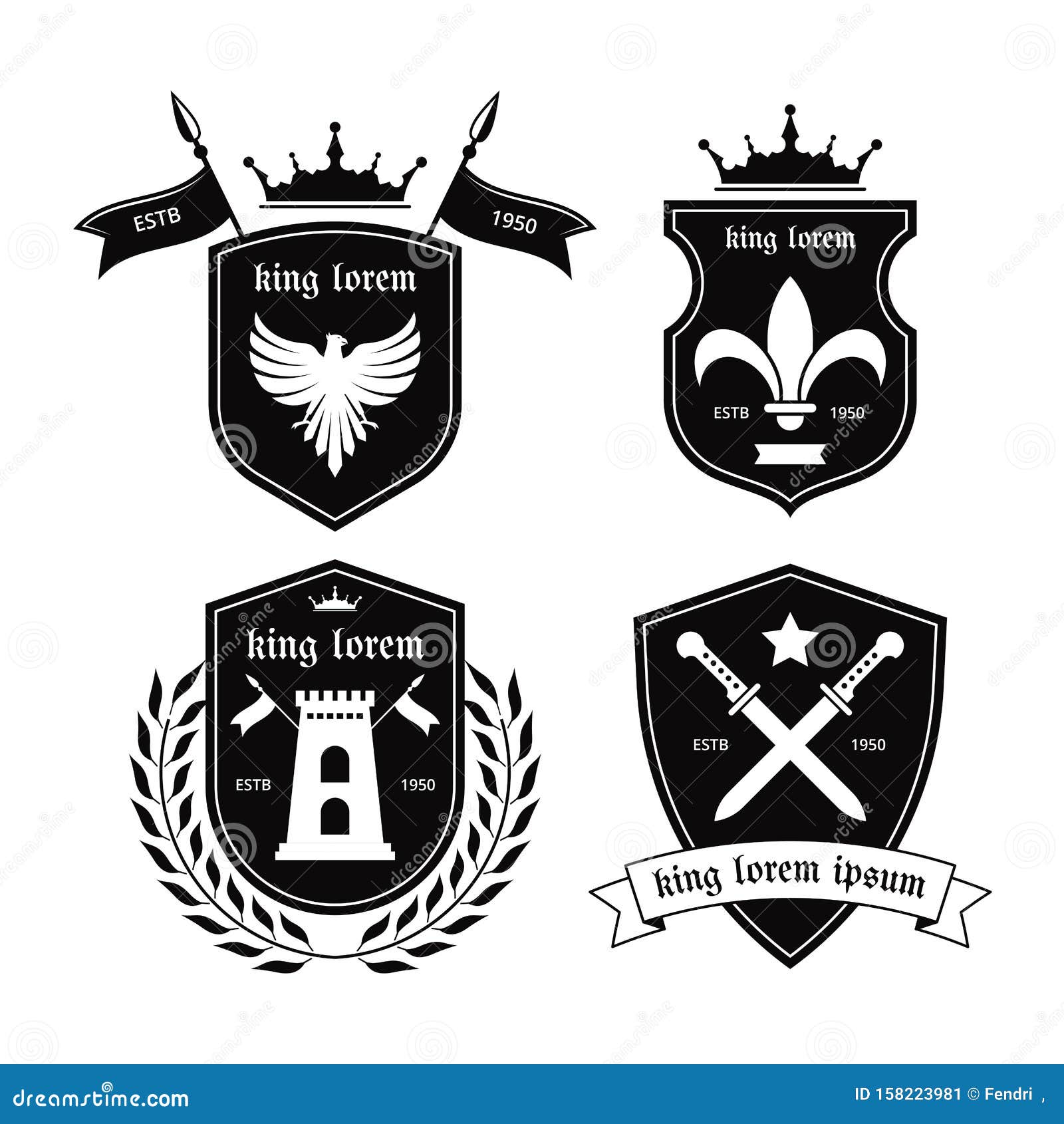 KNIGHT EMBLEMS VECTOR stock vector. Illustration of arms - 158223981