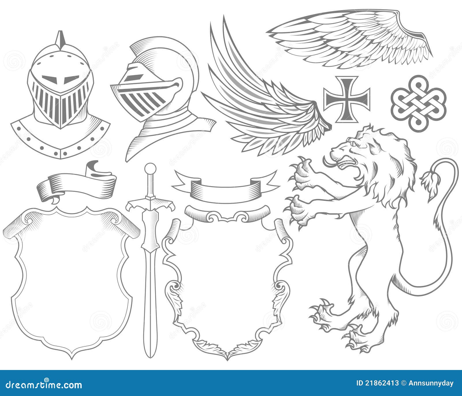 Knight`s Heraldic Emblem. German Heraldic Eagle Vector Illustration ...