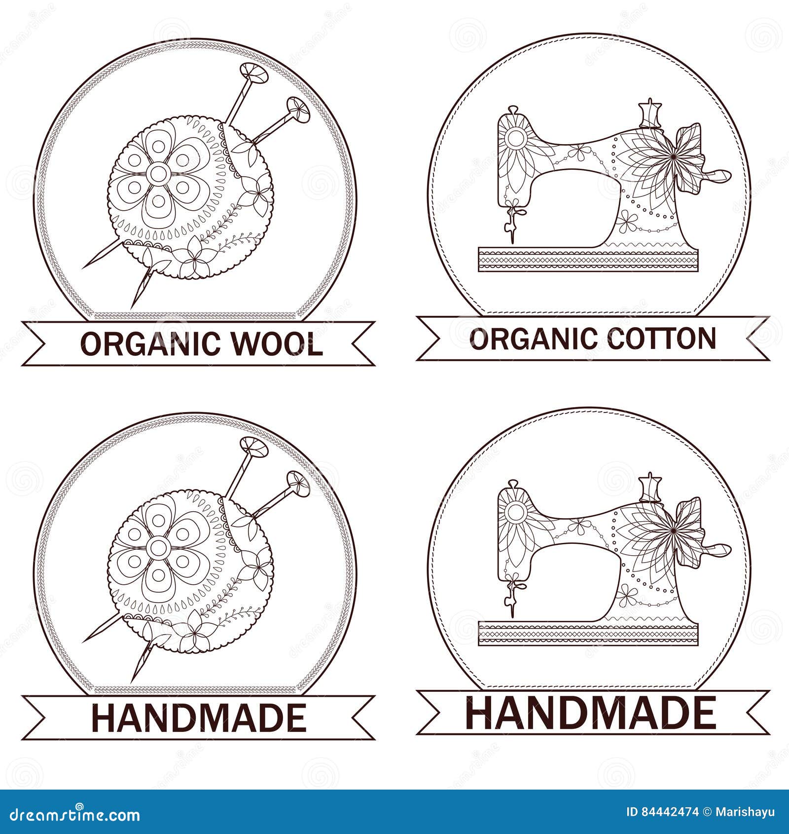 Set of Knitting and Sewing Logos Stock Vector - Illustration of ...