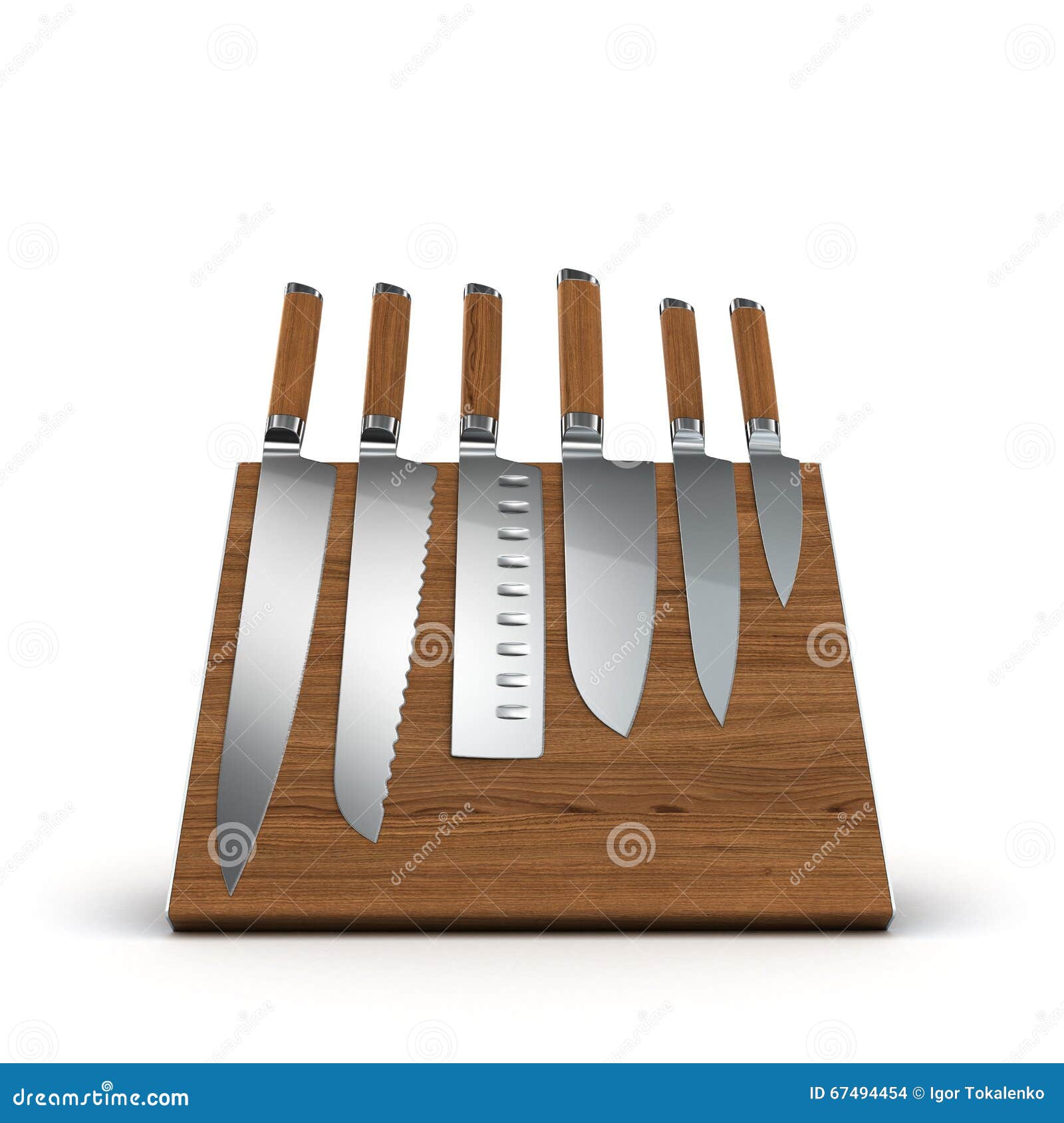 Set of Knives on a Magnetic Base Isolated on White Background Stock ...