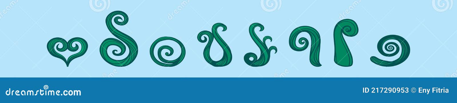 Set of Koru Cartoon Icon Design Template with Various Models. Vector ...