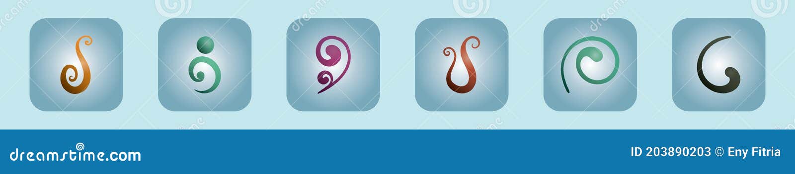 Set of Koru Cartoon Icon Design Template with Various Models. Vector ...