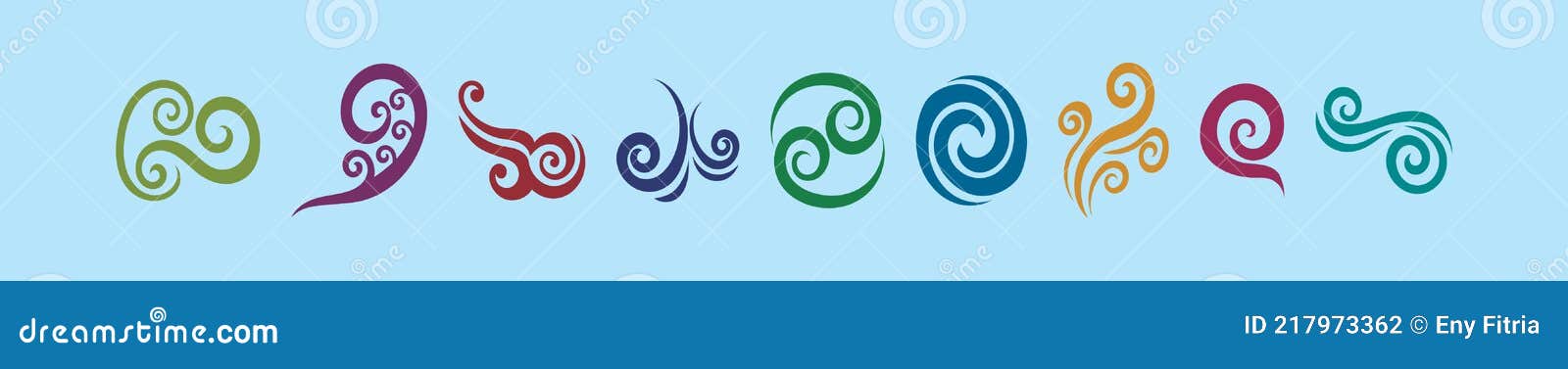Set Of Koru Cartoon Icon Design Template With Various Models. Vector ...