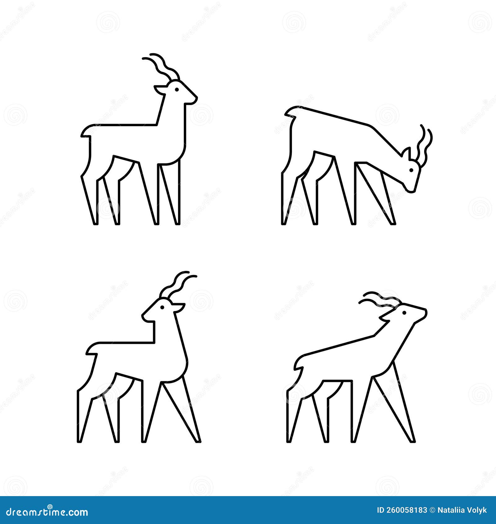 Set of Kudu stock vector. Illustration of horn, nature - 260058183