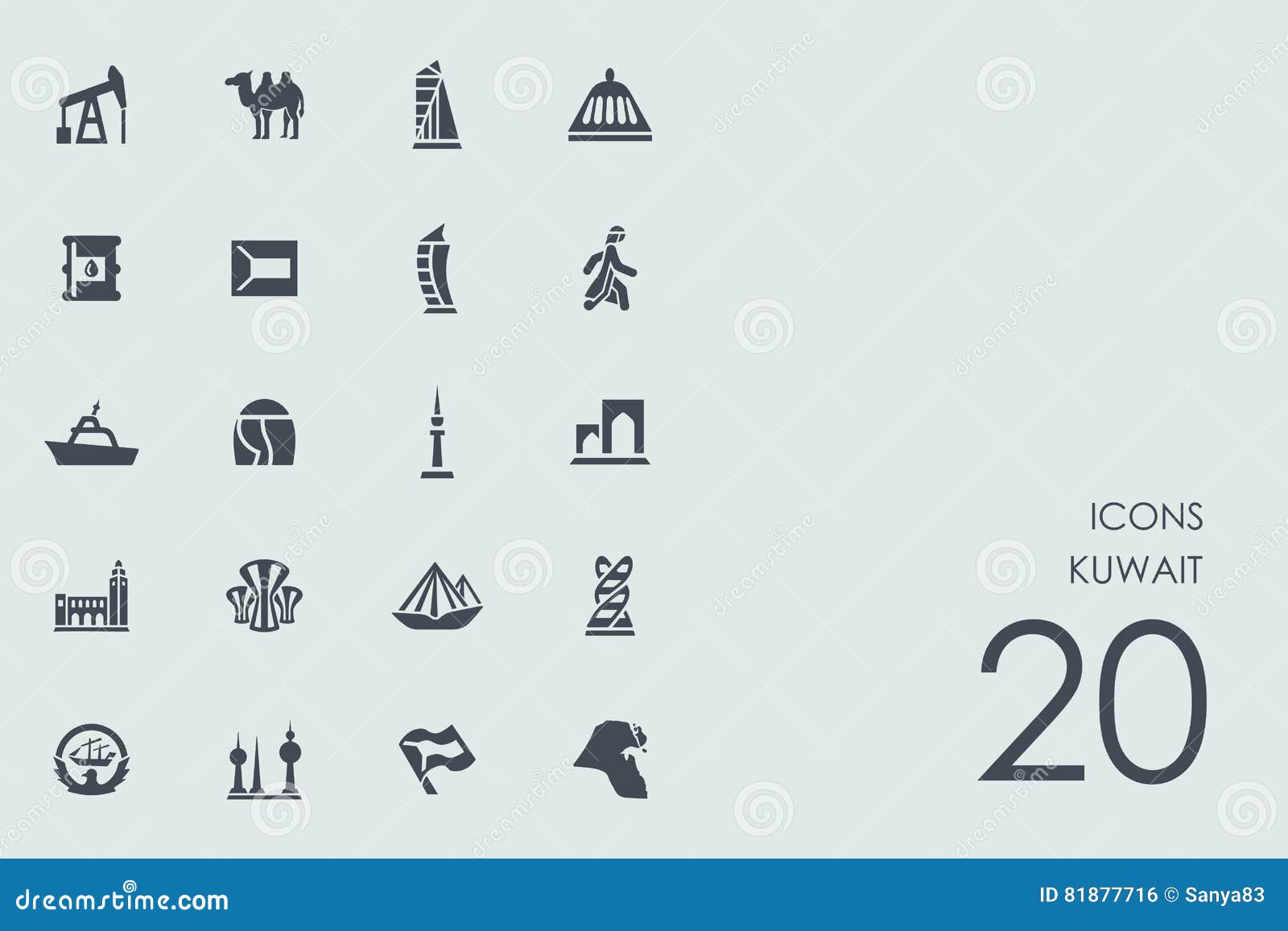 Set of Kuwait icons stock vector. Illustration of geometric - 81877716