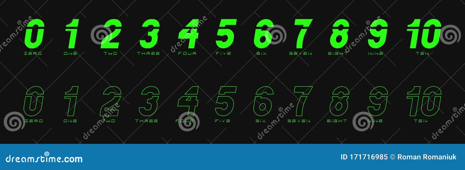 Set of L Numbers. Bright Green Digitals Stock Illustration ...