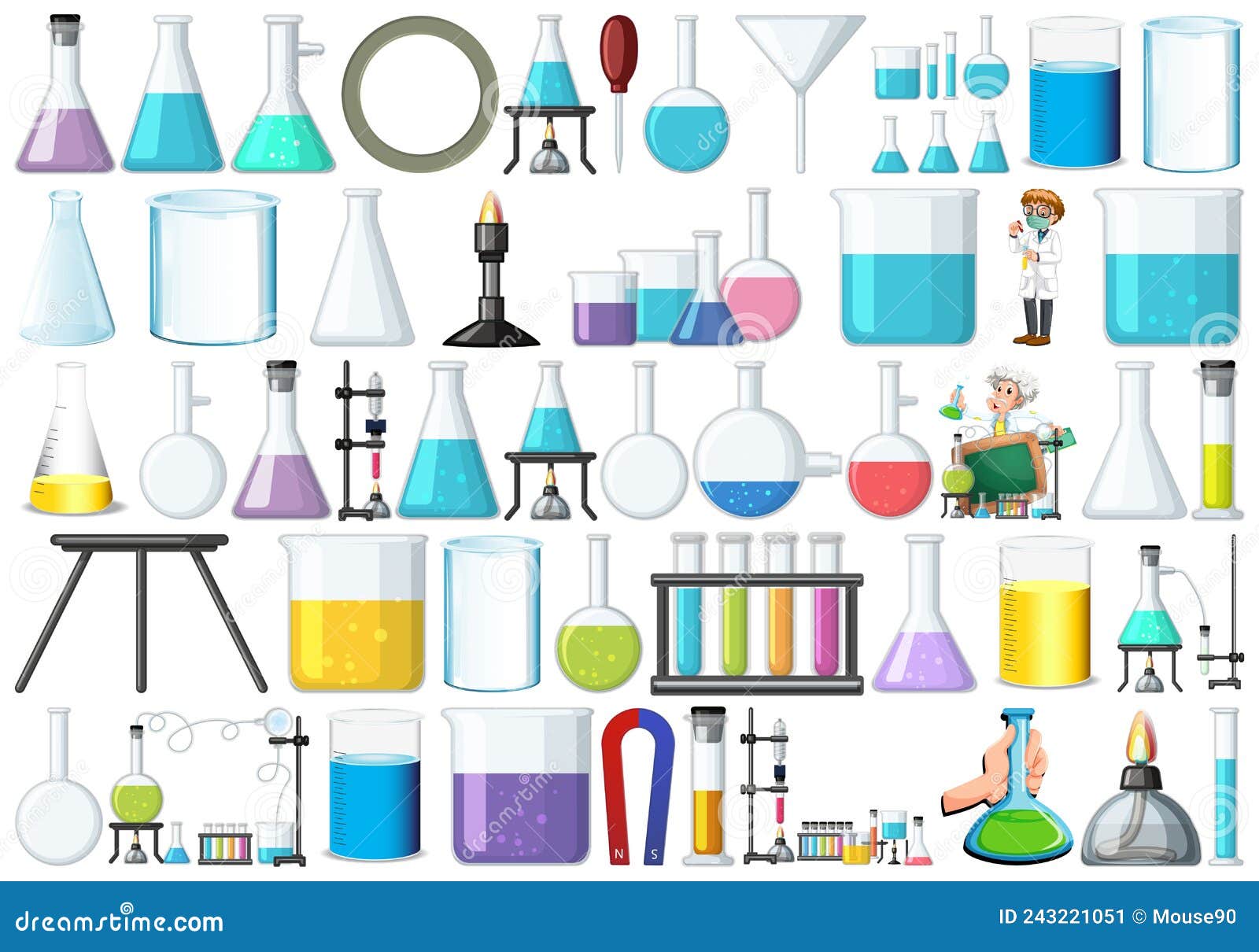 Set of lab equipment stock vector. Illustration of tube - 243221051