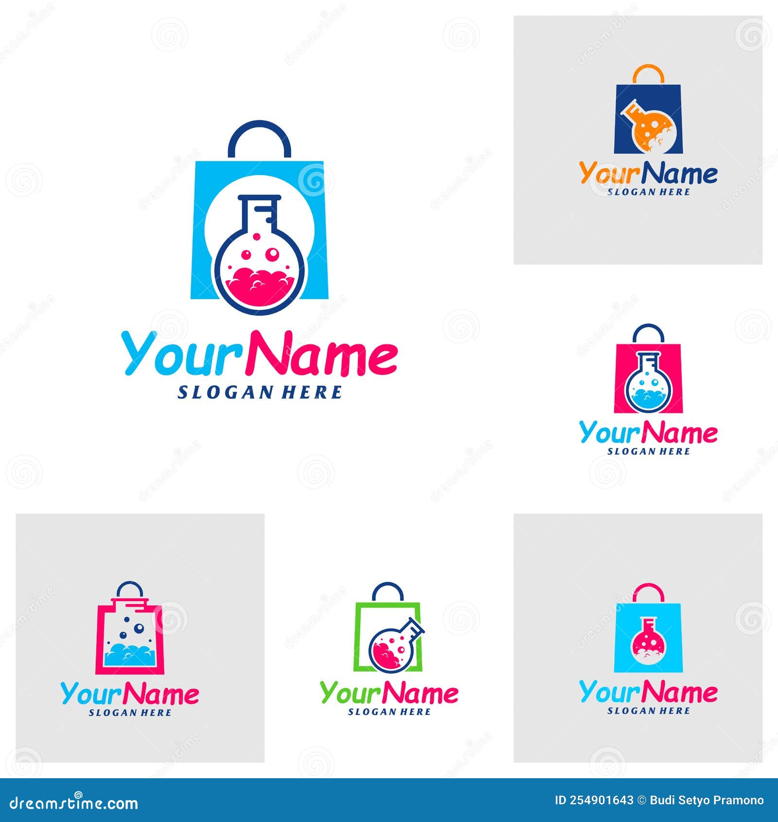 Set of Lab Shop Logo Design Template. Science Shop Logo Concept Vector ...