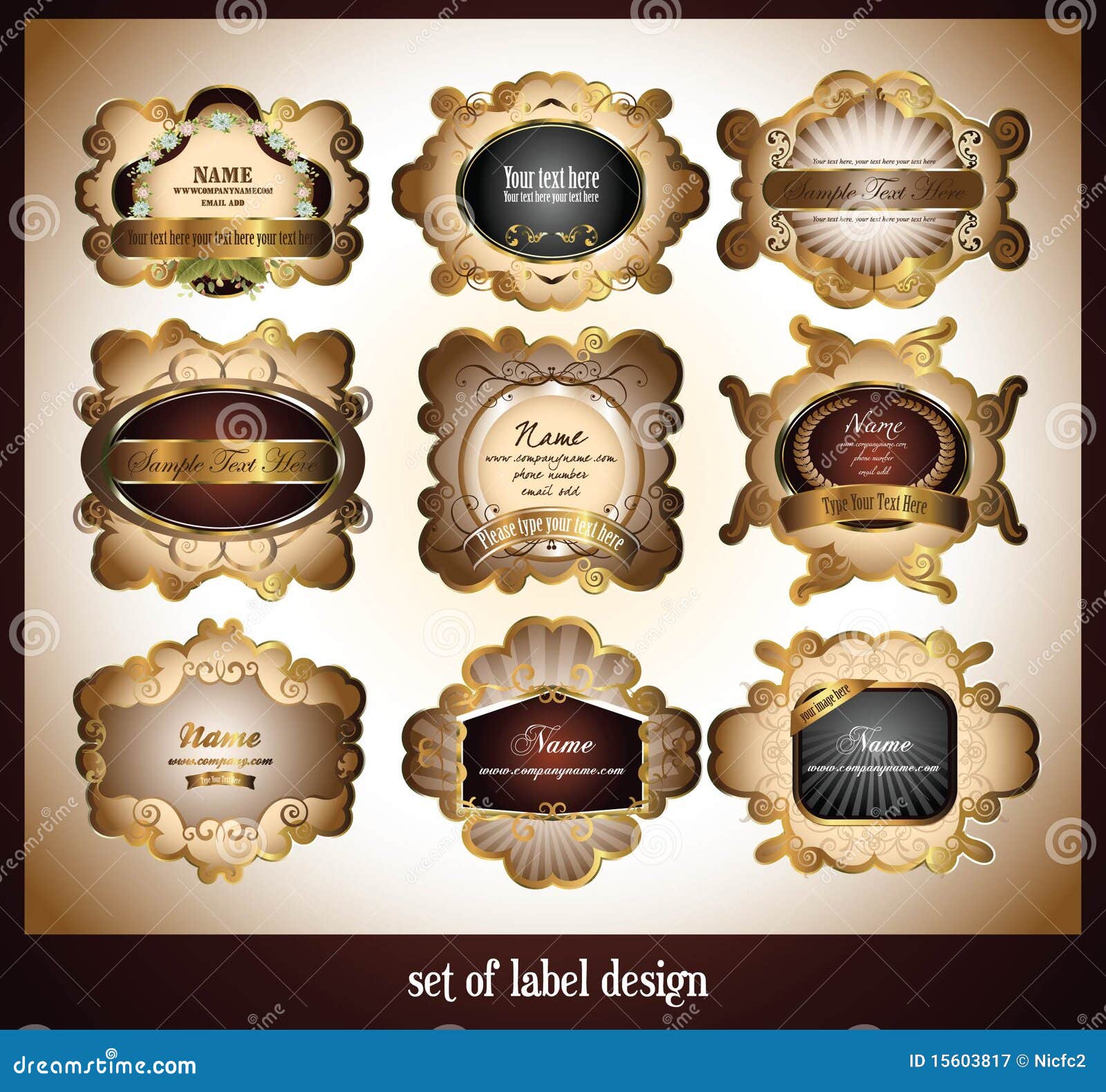 Set of label design editorial photography. Illustration of ornate ...