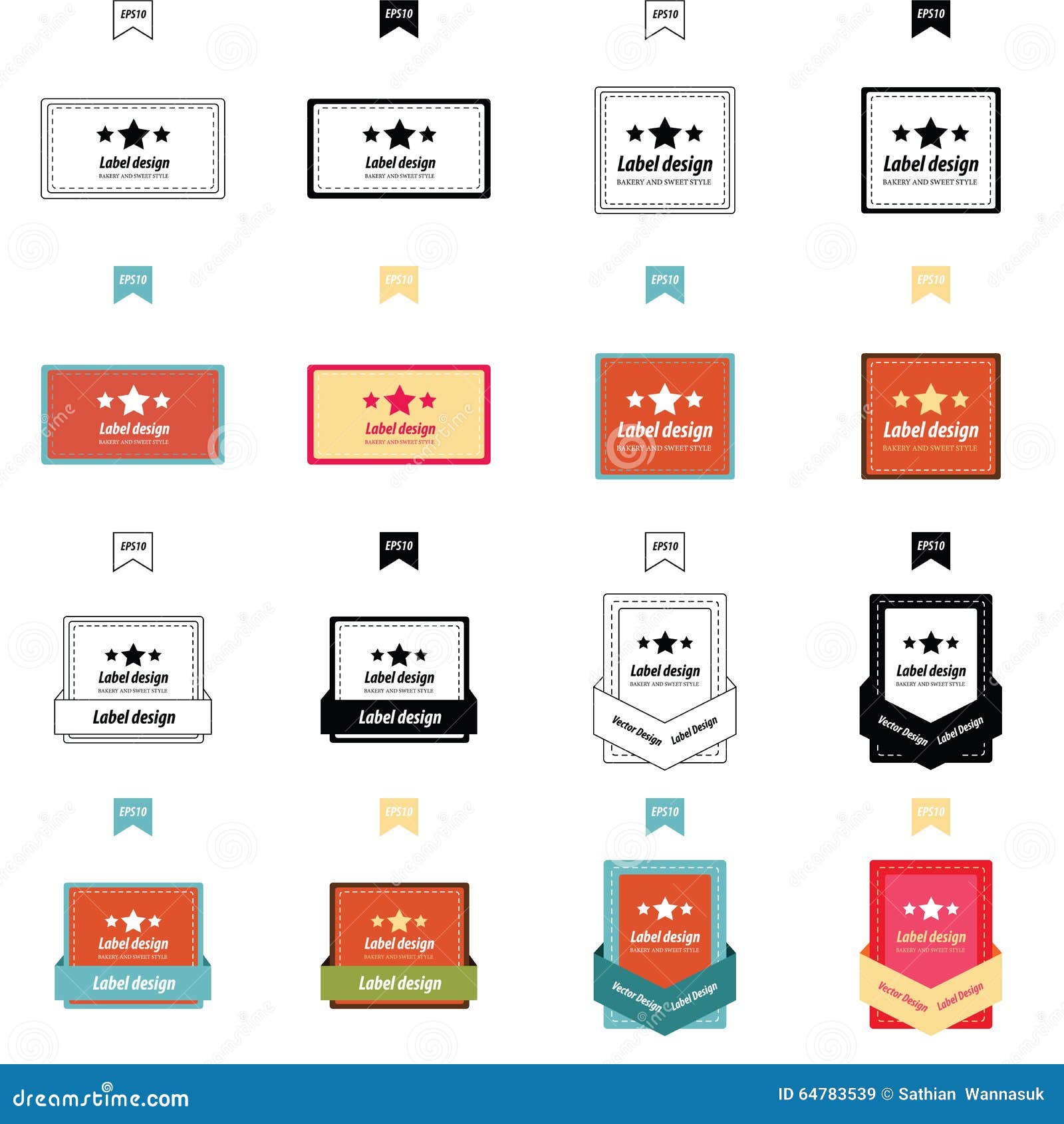 Set of Label Design 4 Styles Stock Vector - Illustration of baked ...