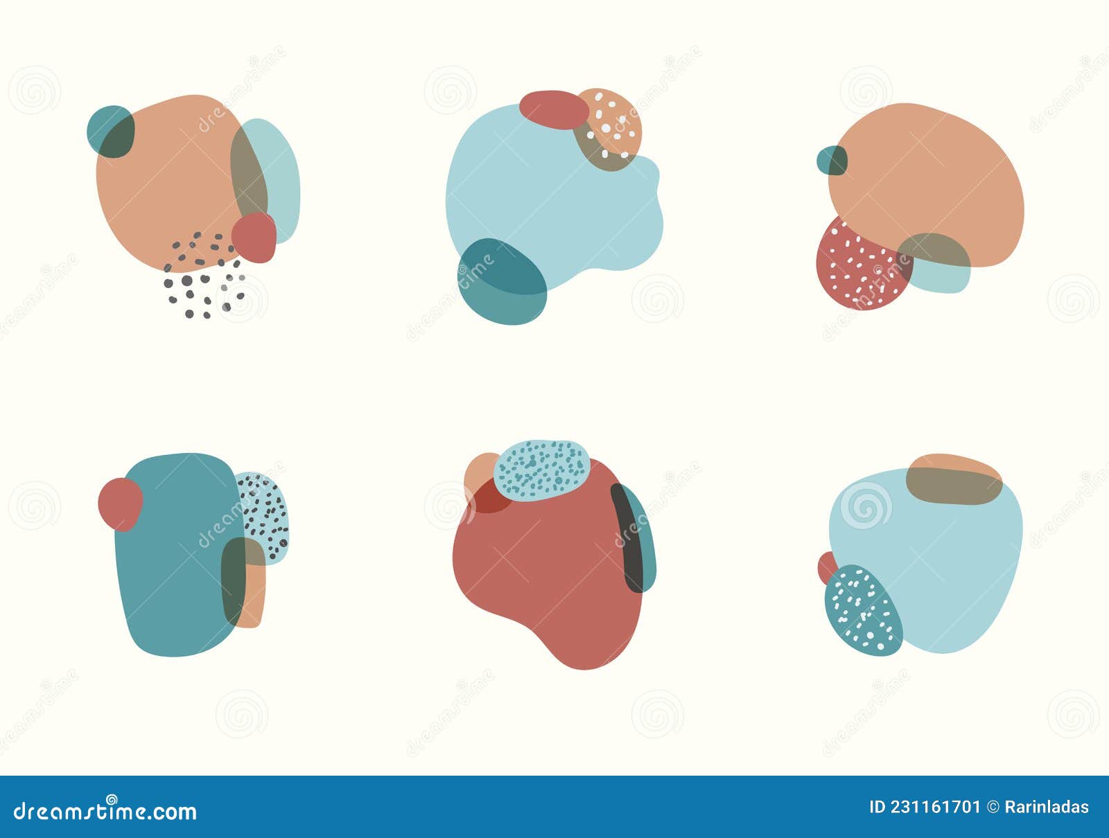 Set of Label Element Abstract Organic Shapes with Dot Pattern in ...