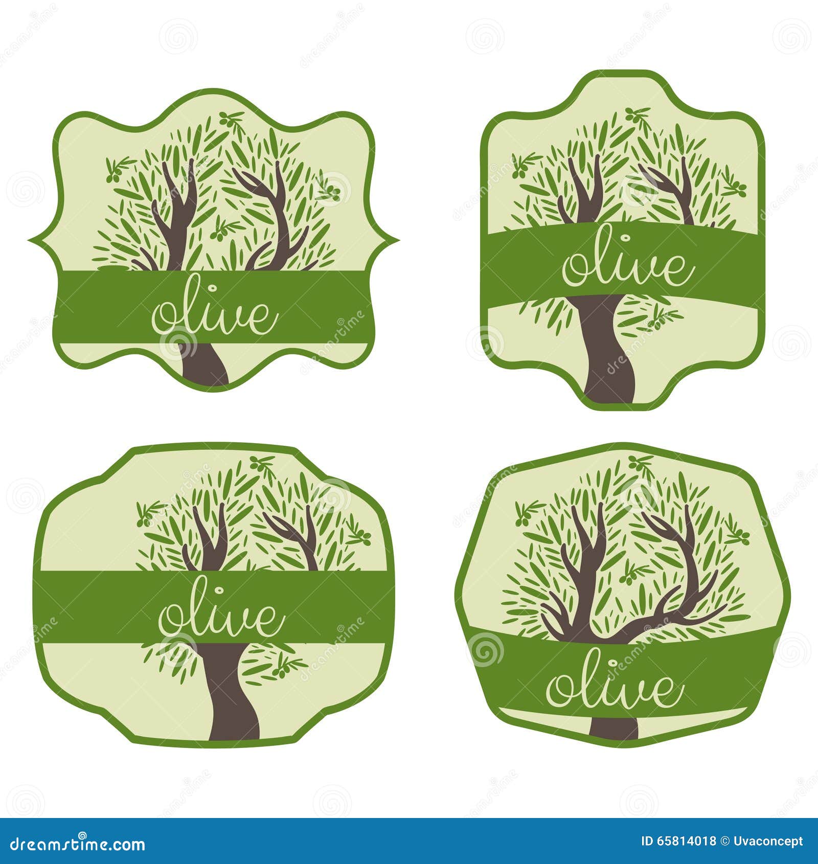 Set of Label with Olive Tree. Vector Stock Vector - Illustration of ...