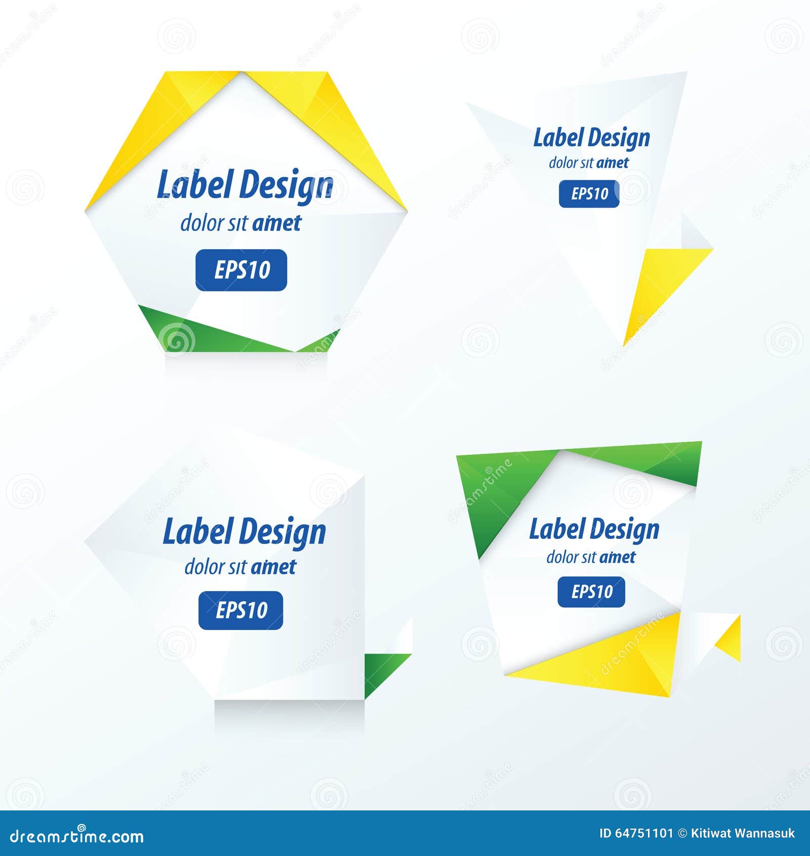 Set of Label Vector Design Yellow, Blue, Green Stock Vector ...