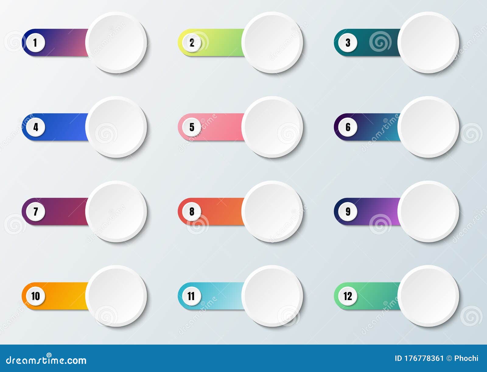 Set of Label White Circle with Multicolored Rounded Stripe Stock Vector ...