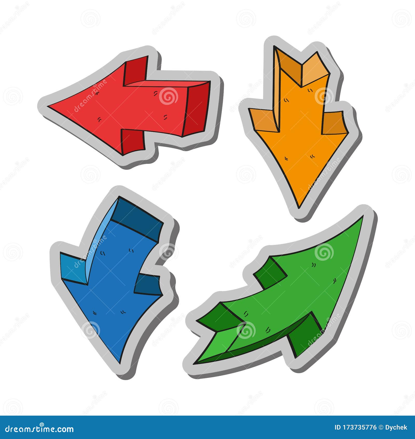 The Set of Labels of the Arrows in Cartoon Style Stock Vector ...