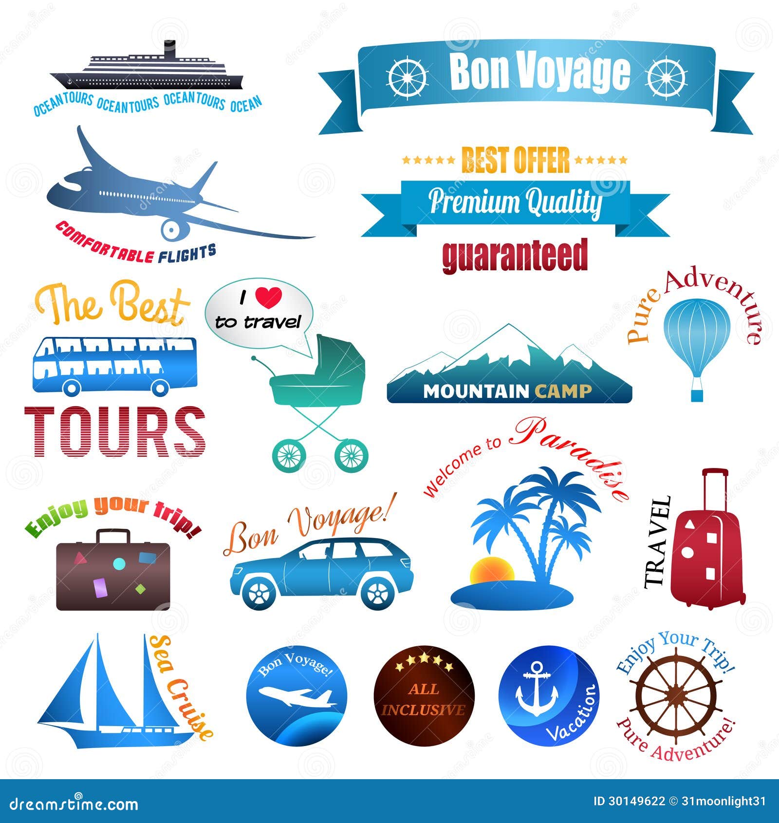 Set of Labels, Badges and Stickers on Travel Stock Vector ...