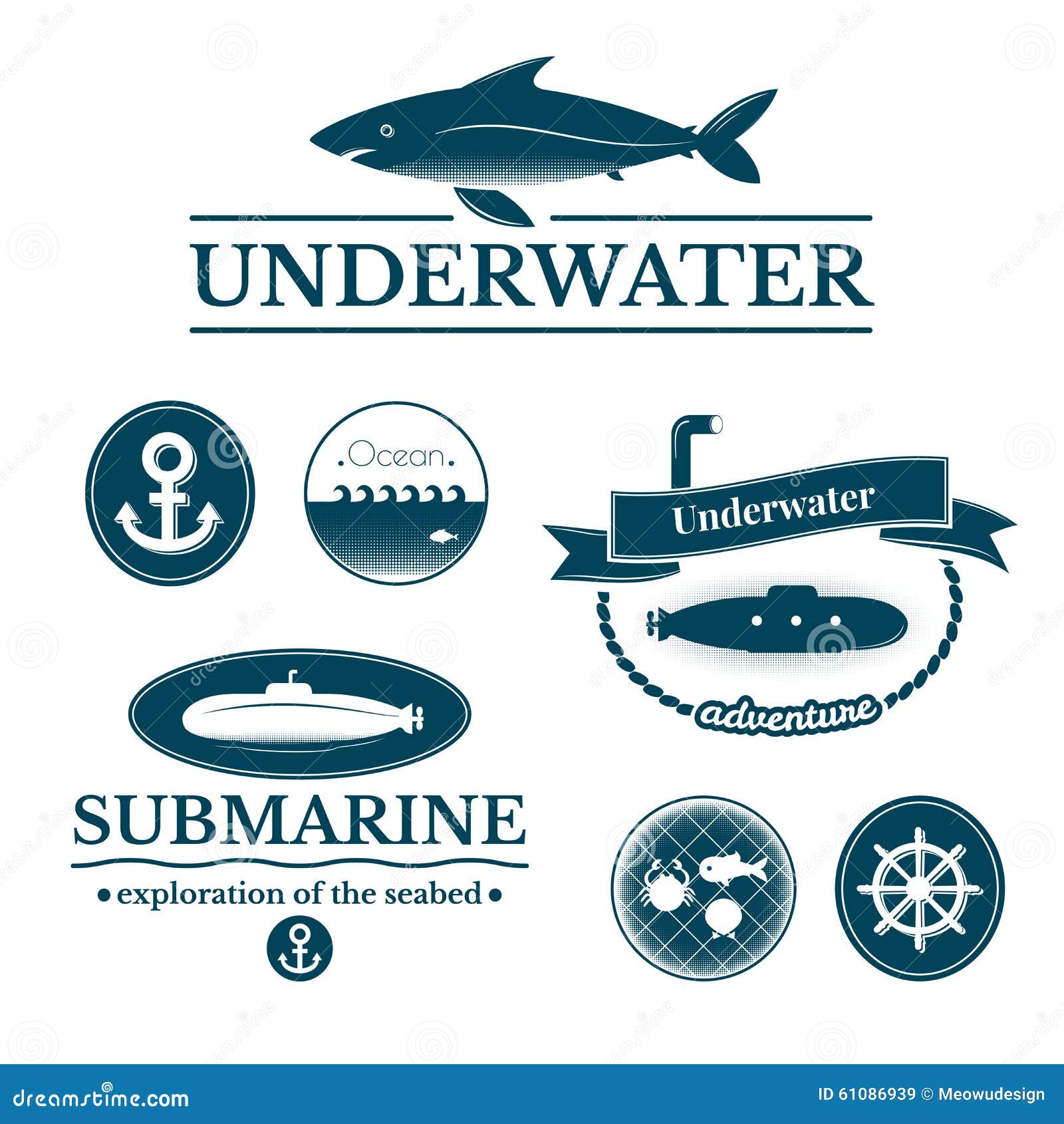 Set of Labels and Badges Underwater Stock Vector - Illustration of ...