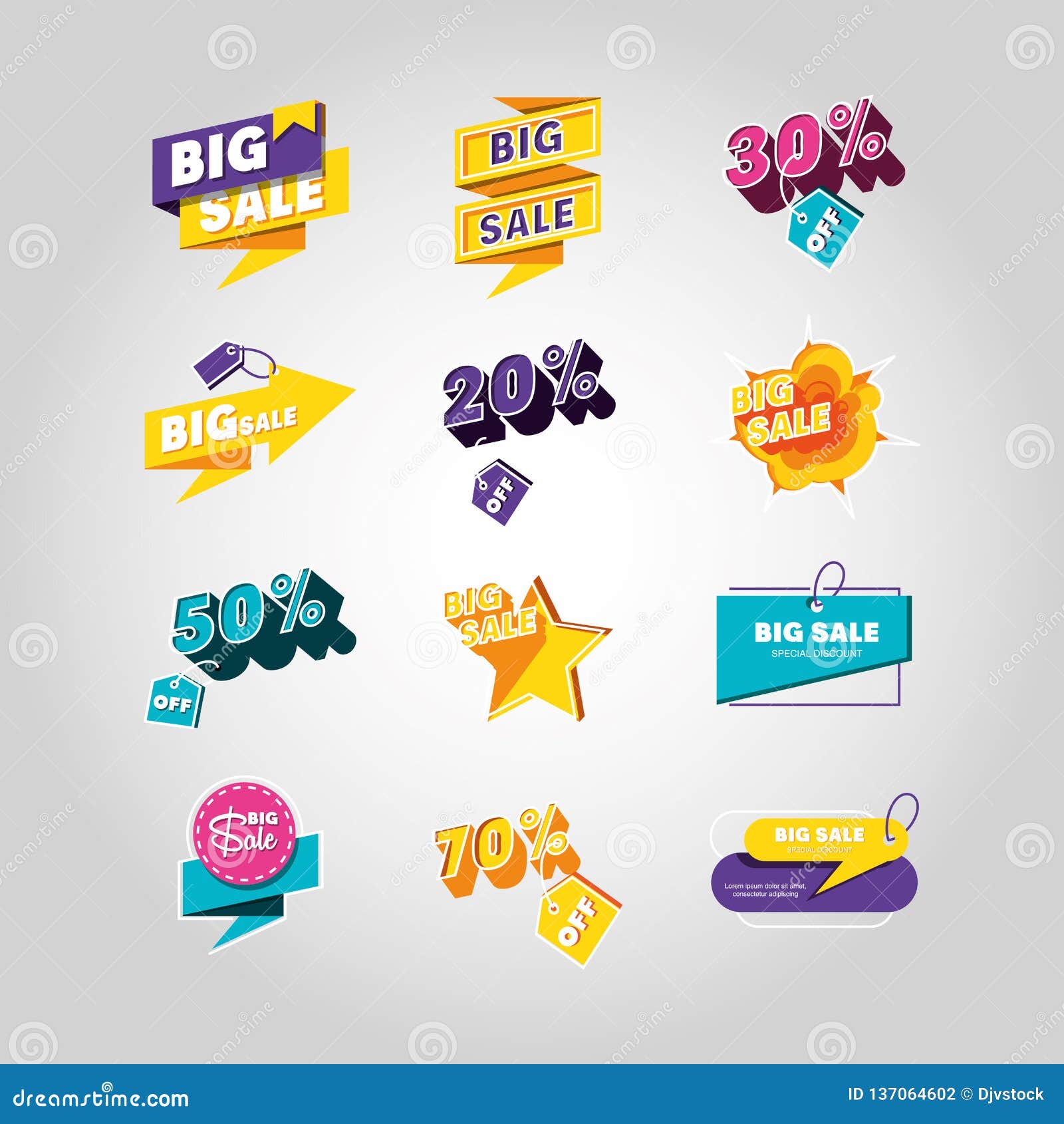 Set labels of big sale stock vector. Illustration of promotion - 137064602