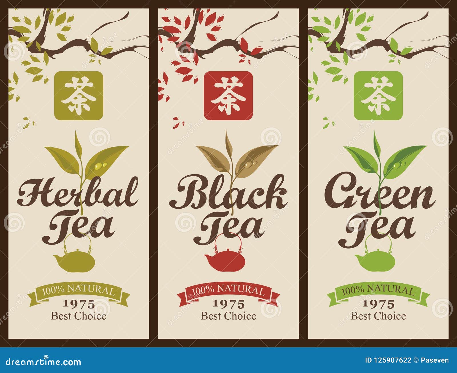 Set of Labels for the Black, Green and Herbal Tea Stock Vector ...
