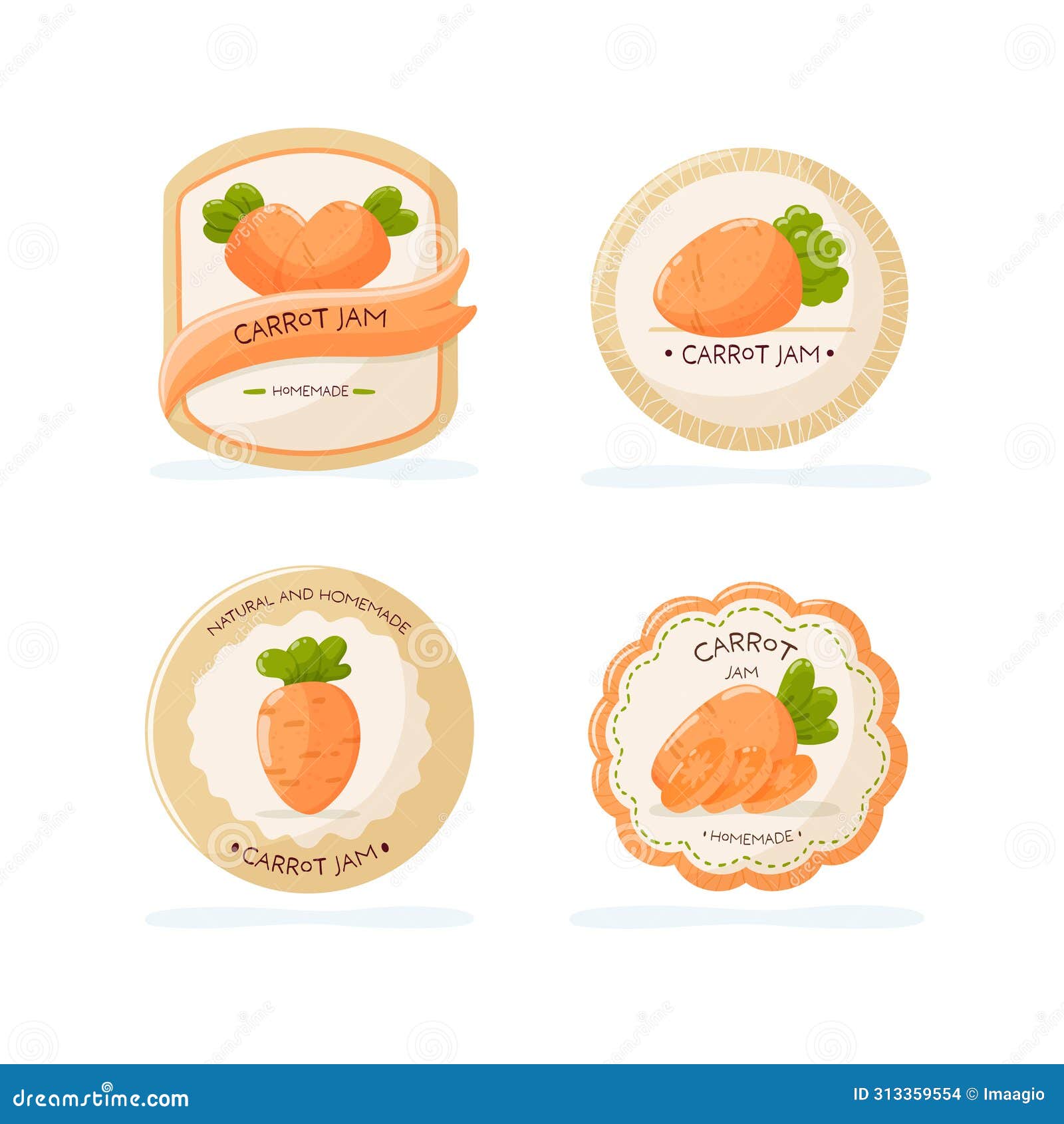 Set of Labels for Carrot Jam Packaging Stock Vector - Illustration of ...