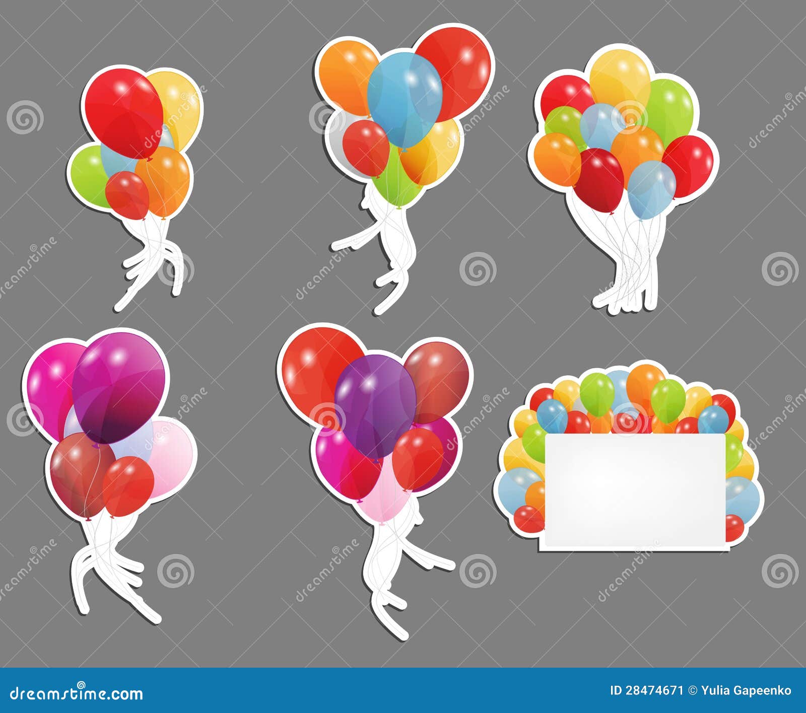 Set of Labels with Colored Ballons Stock Vector - Illustration of party ...