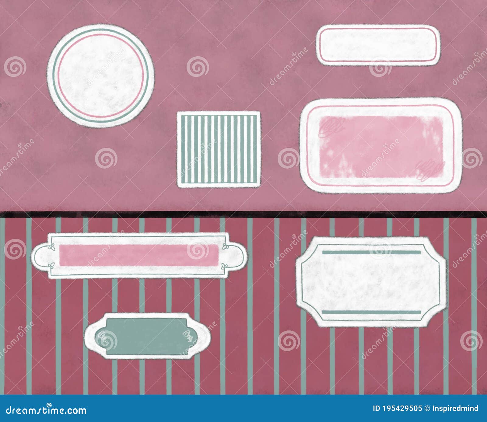 Set of Labels Different Shapes Pink and Mint Palette Stock Image ...