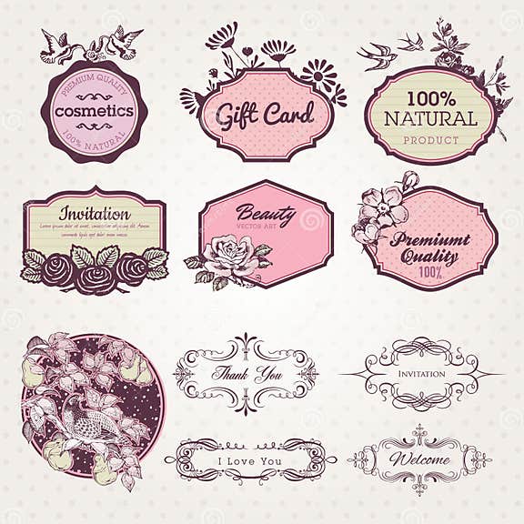 Set of labels and elements stock vector. Illustration of gift - 25077731