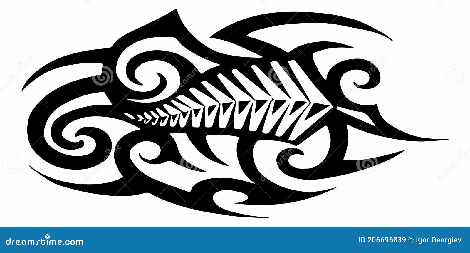 Maori Fern Tattoo Flash Set. Set of Labels and Elements. Vector Set ...