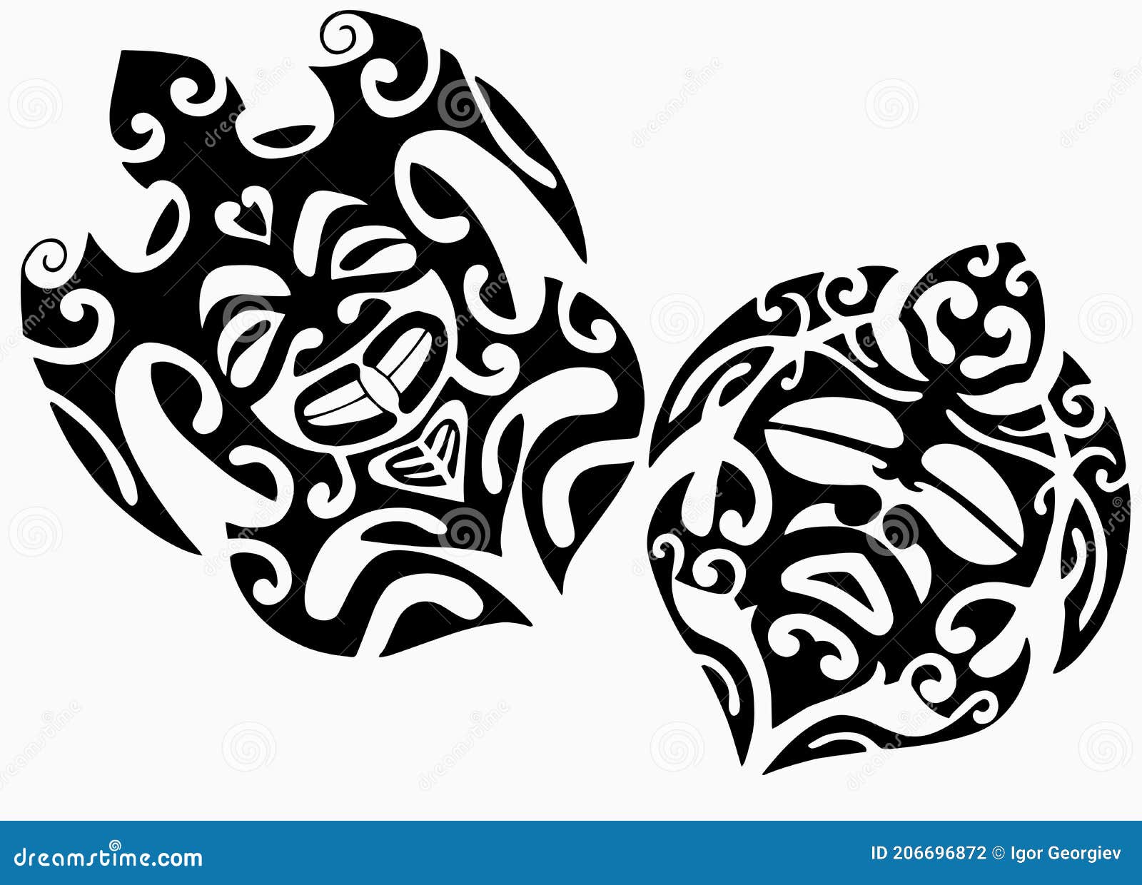 Maori Turtle Tattoo Flash Set. Set of Labels and Elements. Vector Set ...