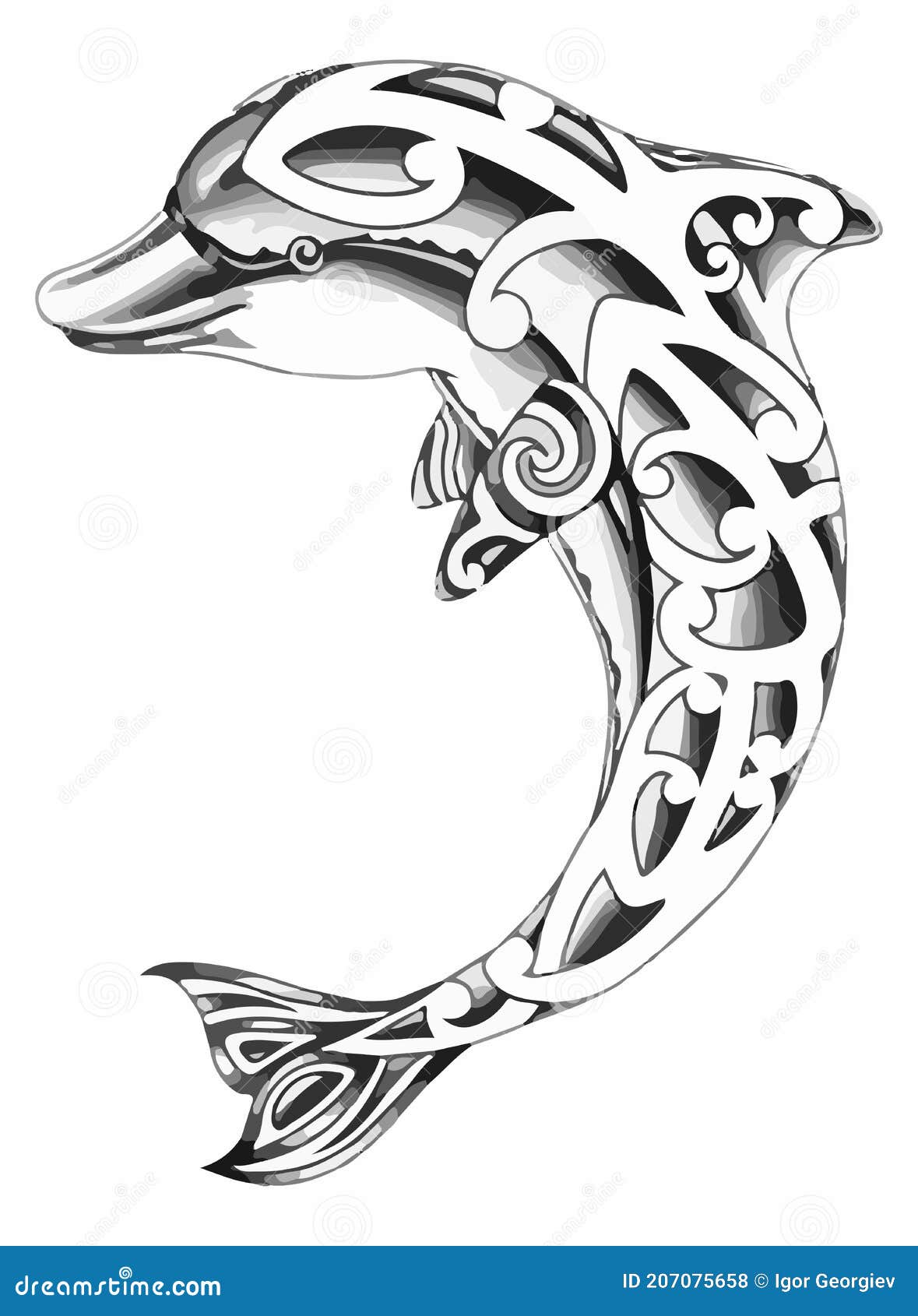 Maori Dolphin Water Tattoo Set. Set Of Labels And Elements. Vector Set ...