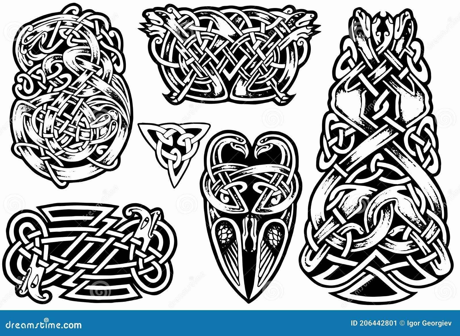 Celtic Knot Tattoo Flash. Set of Labels and Elements. Vector Set ...