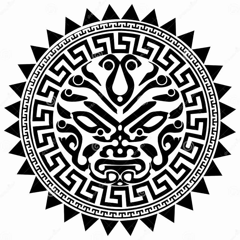 Maori Sun Tattoo Flash. Set of Labels and Elements. Vector Set ...