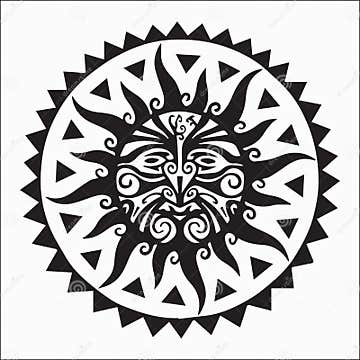 Maori Sun Tattoo Flash. Set of Labels and Elements. Vector Set ...