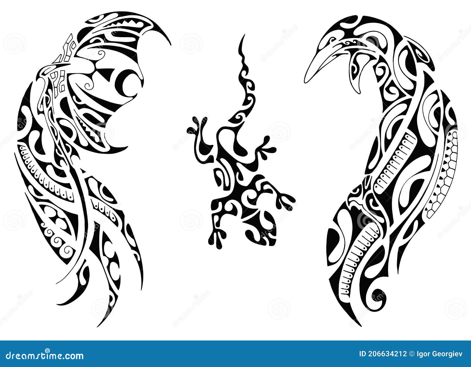 Maori Tattoo Flash Set. Set of Labels and Elements. Vector Set ...