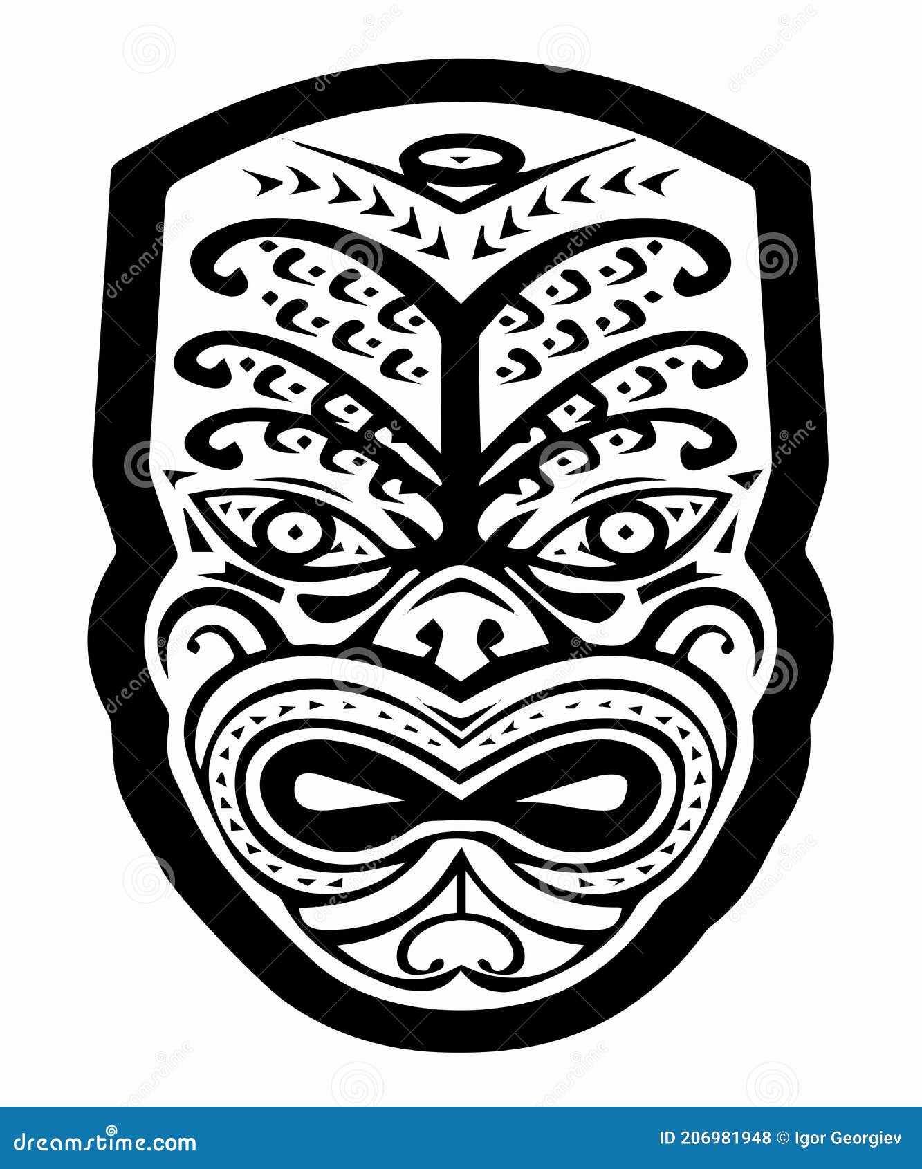 Maori Tiki Tattoo. Set Of Labels And Elements. Vector Set Illustration ...